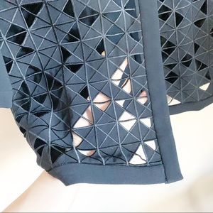 Tahari | Jackets & Coats | Tahari Black Laser Cut Out Long Blazer ...